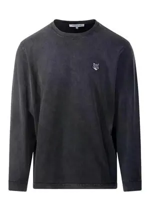 Maison Kitsuné Fox-patch Long-sleeve T-shirt - Black