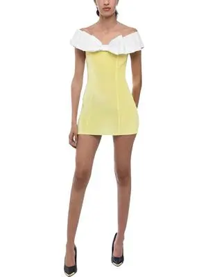 ADRIANA HOT COUTURE Off-the-shoulder Mini Dress With Bow Detail - Yellow