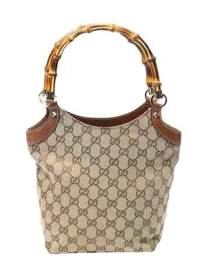 Gucci Bamboo Gg Canvas Tote Bag - Neutrals