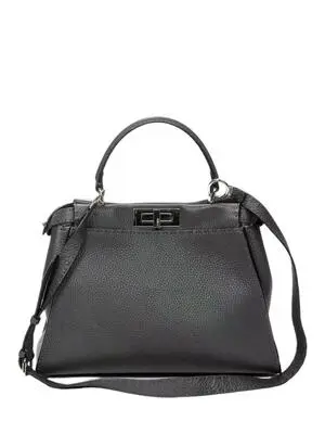 Fendi Fendi Medium Peekaboo Leather Tote Bag Grey