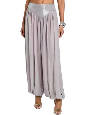 RETROFETE Retrofete Greige Sequin-Embellished Wide-Leg Trousers