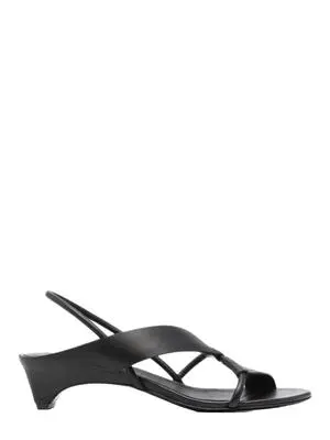 DEL CARLO Leather Slingback Sandals - Black