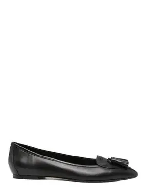 AeydĒ Leather Ballet Flats With Tassel Detail - Black
