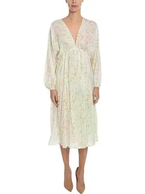 SAMSOE SAMSOE Gertrud Puff-sleeve Midi Dress - Neutrals