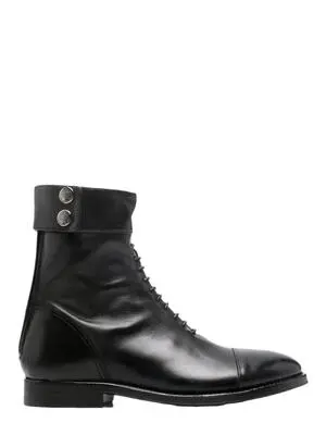 ALBERTO FASCIANI Lace-up Ankle Boots With Button Detail - Black