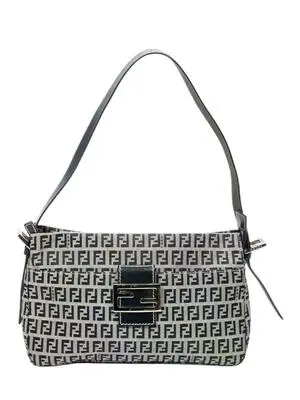 Fendi Ff Logo Plaque Shoulder Bag - Grey