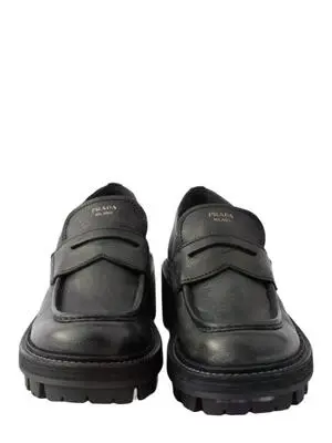 PRADA Prada Leather Loafers With Antiqued Effect