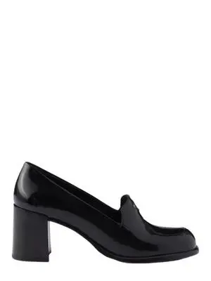 Prada Brushed Leather Loafers With Enamelled Triangle Logo - Black