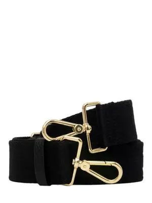 COCCINELLE Embroidered Logo Shoulder Strap With Gold-tone Hardware - Black