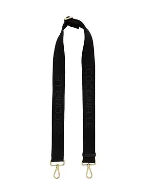 COCCINELLE Embroidered Logo Shoulder Strap With Gold-tone Hardware - Black