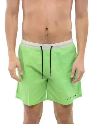 John Richmond Logo Print Elasticated Swim Shorts - Green
