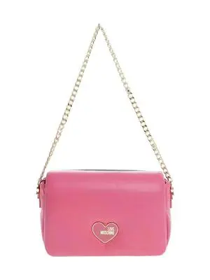 Moschino Heart Plaque Crossbody Bag - Pink