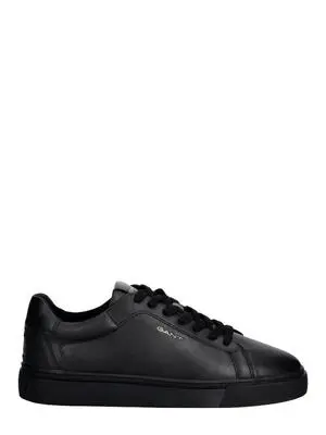 Gant Leather Logo Print Sneakers - Black