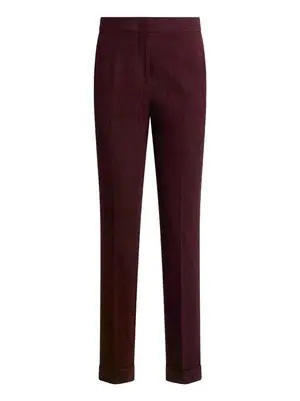 Etro Cropped Wool Jacquard Trousers With Medallion Motif - Red