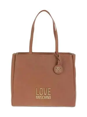 Moschino Plaque Shoulder Bag - Brown