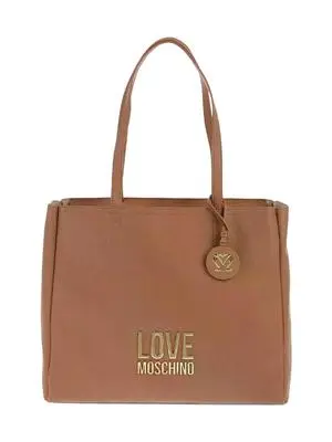 Moschino Plaque Shoulder Bag - Brown