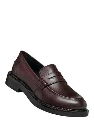 Geox Leather Penny Loafers - Red