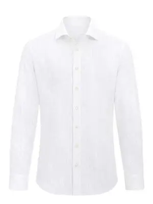 BASTONCINO Seersucker-texture Long-sleeve Shirt - White