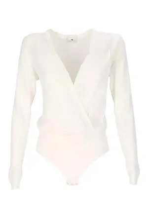 ELISABETTA FRANCHI Elisabetta Franchi Ribbed-Knit Wrap-Style Bodysuit