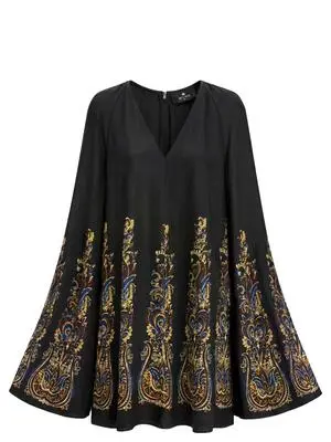 Etro Paisley Print V-neck Dress - Black