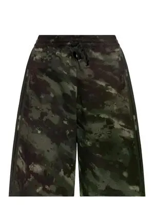 Adidas Camouflage Print Logo Embroidered Shorts - Green