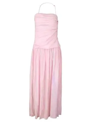 Faithfull The Brand Notte Ruched Halterneck Maxi Dress - Pink