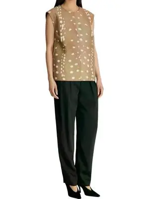 Loulou De Saison Sleeveless Deer-print Leather Blouse - Brown