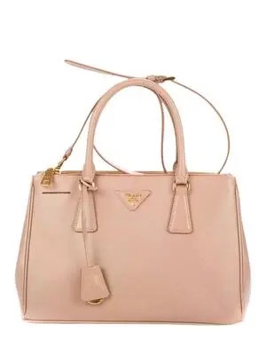 Prada Prada Saffiano Leather Double-Zip Tote Bag Neutrals