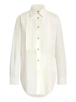 Alberta Ferretti Cotton Bib Shirt - White
