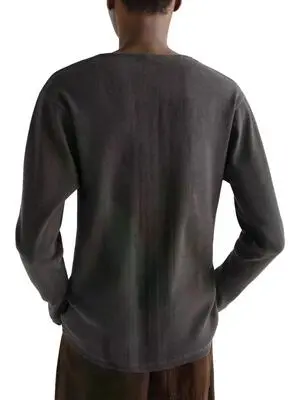 LEMAIRE Long-sleeve Henley T-shirt In Linen And Cotton Ribbed Jersey - Grey