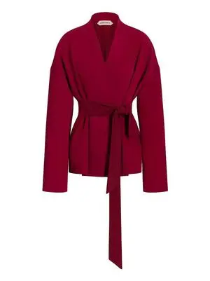 Alberta Ferretti Collarless Wrap Coat - Red
