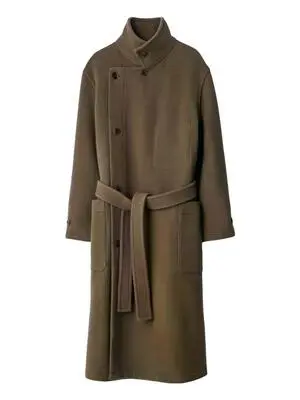LEMAIRE Double-faced Wool Wrap Coat - Brown