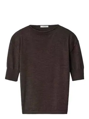 LEMAIRE Short-sleeve Merino Wool Sweater - Brown