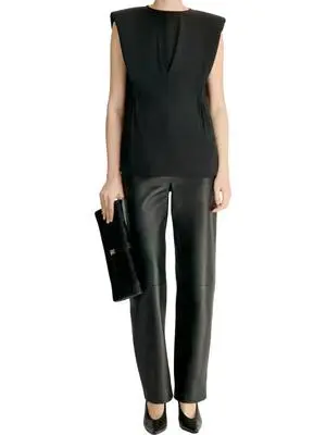 LOULOU DE SAISON LouLou De Saison Darted Structured-Shoulder Blouse