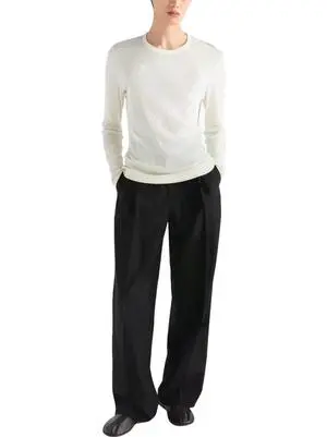 LEMAIRE Long-sleeve Top In Ribbed Jersey - White