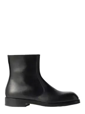 LEMAIRE Zipped Ankle Boots In Shiny Leather - Black