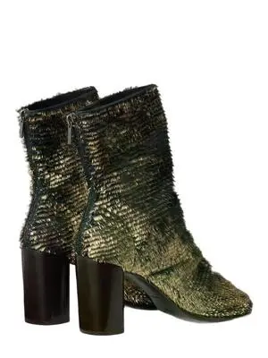 LEMAIRE Lemiare 80mm Glove Heeled Ankle Boots In Laminated Textured Leather - Gold