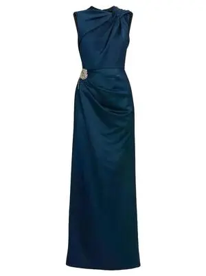 Erdem Embroidered Satin Gown - Blue