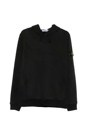 Stone Island Logo Patch Hoodie - Black