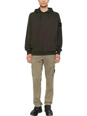 Stone Island Logo Patch Hoodie - Brown