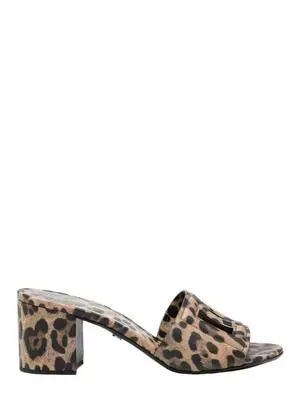 DOLCE & GABBANA Dolce & Gabbana Leopard Print Cutout Logo Block Heel Sandals