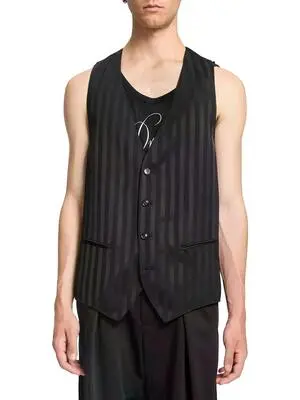 ANN DEMEULEMEESTER Striped Satin Waistcoat - Black