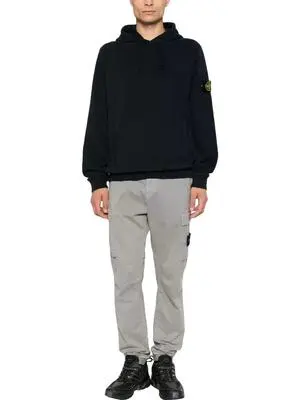 Stone Island Logo Patch Drawstring Hoodie - Blue