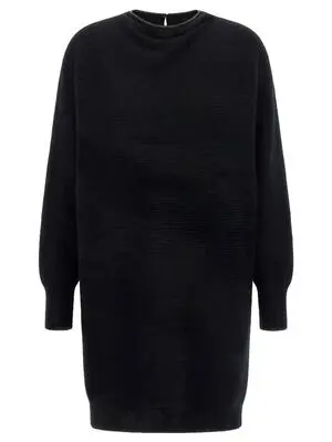 Brunello Cucinelli Monile Ribbed-knit Mini Dress - Black