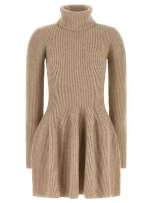Magda Butrym Ribbed-knit Cashmere Mini Dress - Neutrals