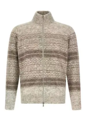Brunello Cucinelli Nordic Jacquard Zip-up Cardigan - Neutrals