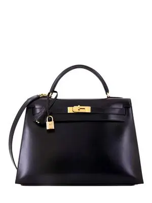 Hermès Kelly Handbag Box Calf With Gold Hardware 32 Satchel - Black