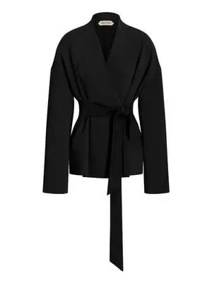 Alberta Ferretti Tie-waist V-neck Jacket - Black
