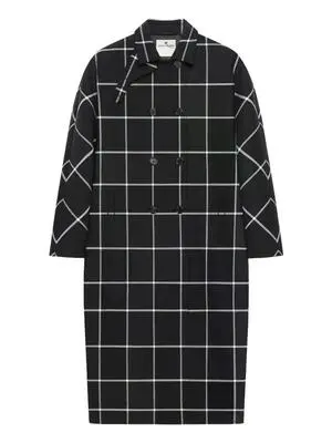 COURREGES Checked Double-breasted Coat - Black