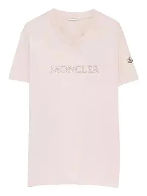 Moncler Embroidered Logo T-shirt - Neutrals